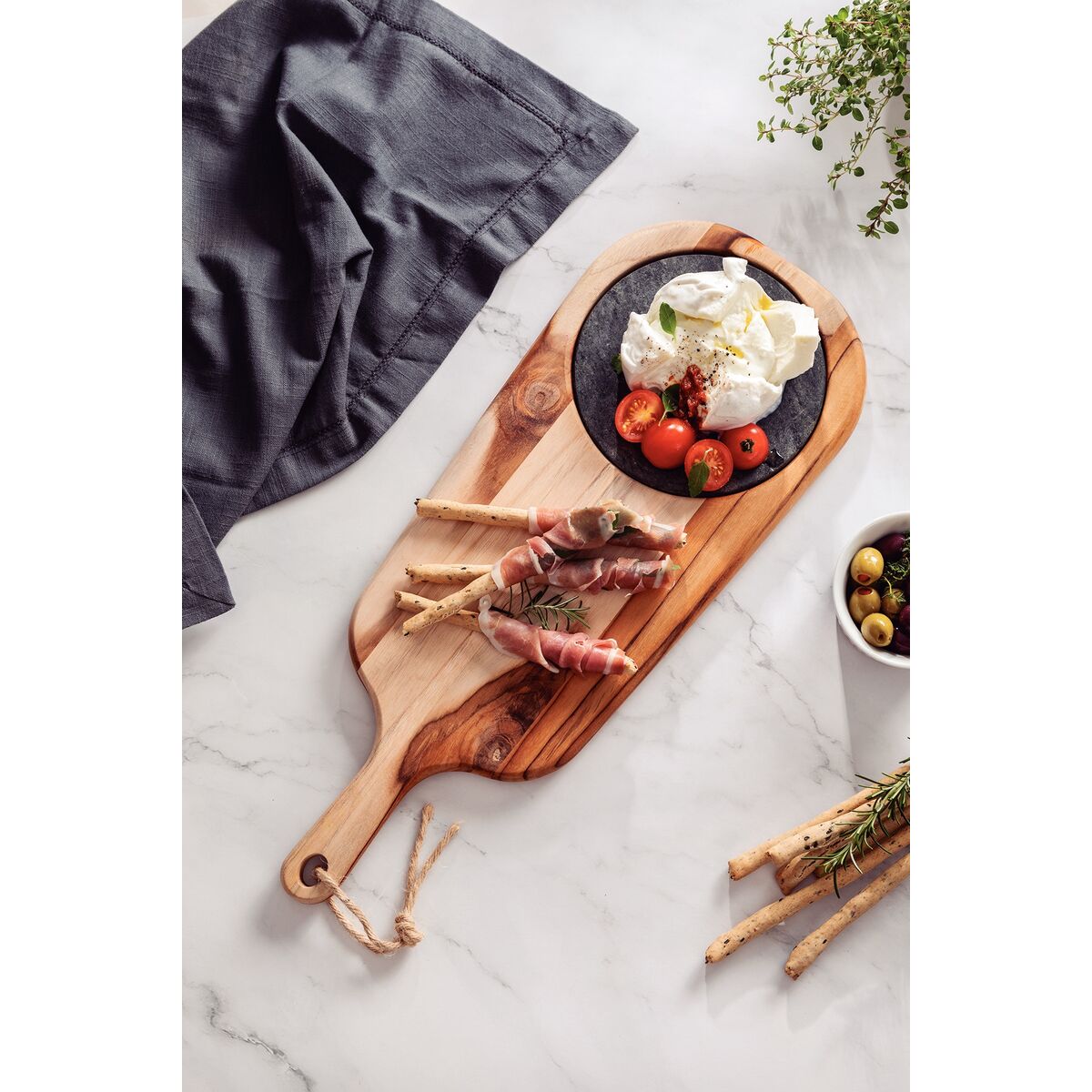 Tramontina Provence teak cheese and cold cuts board with handle and ...