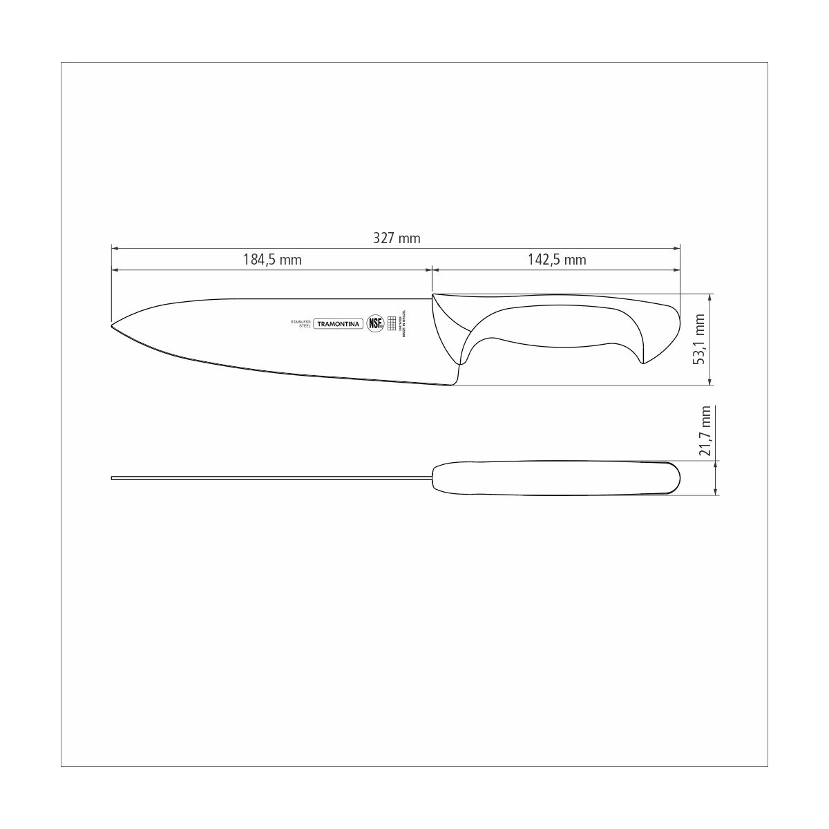 Tramontina Premium 8" Chef's Knife Stainless Steel Blade with White ...