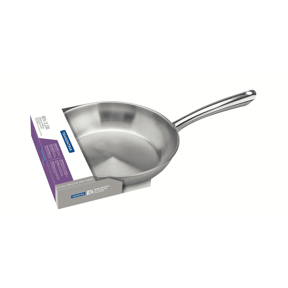 Tramontina Una stainless steel frying pan with tri-ply base, 24 cm and ...