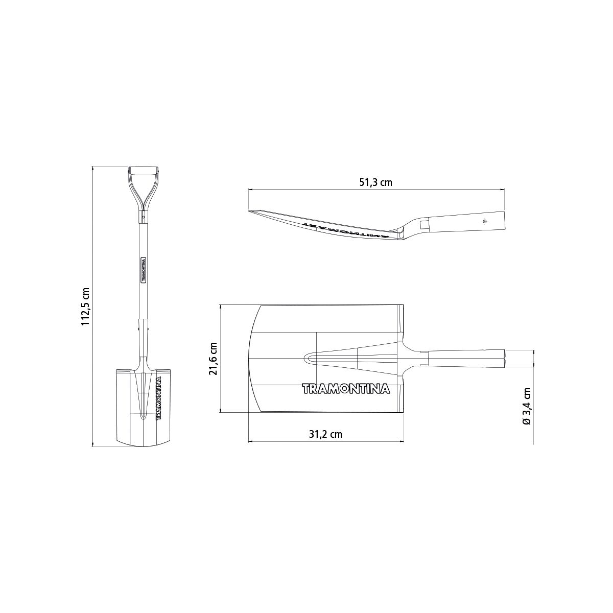 Square spade, with 74 cm wood handle | Tramontina