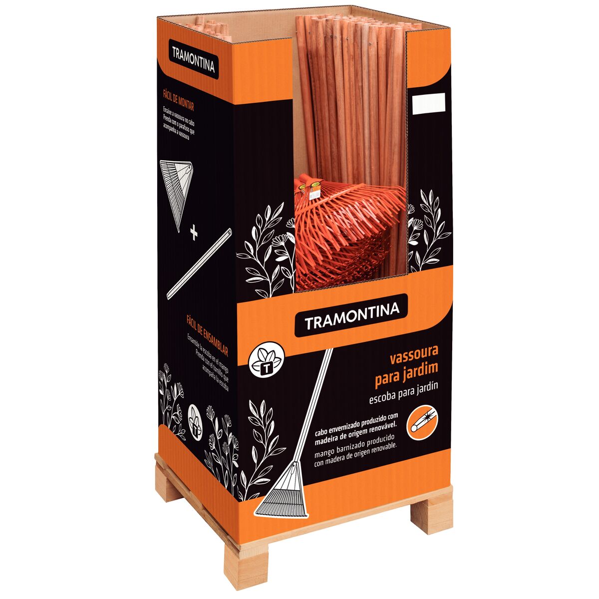 Tramontina Fixed Metallic Leaf Rake with 18 Flat Wire Teeth with ...